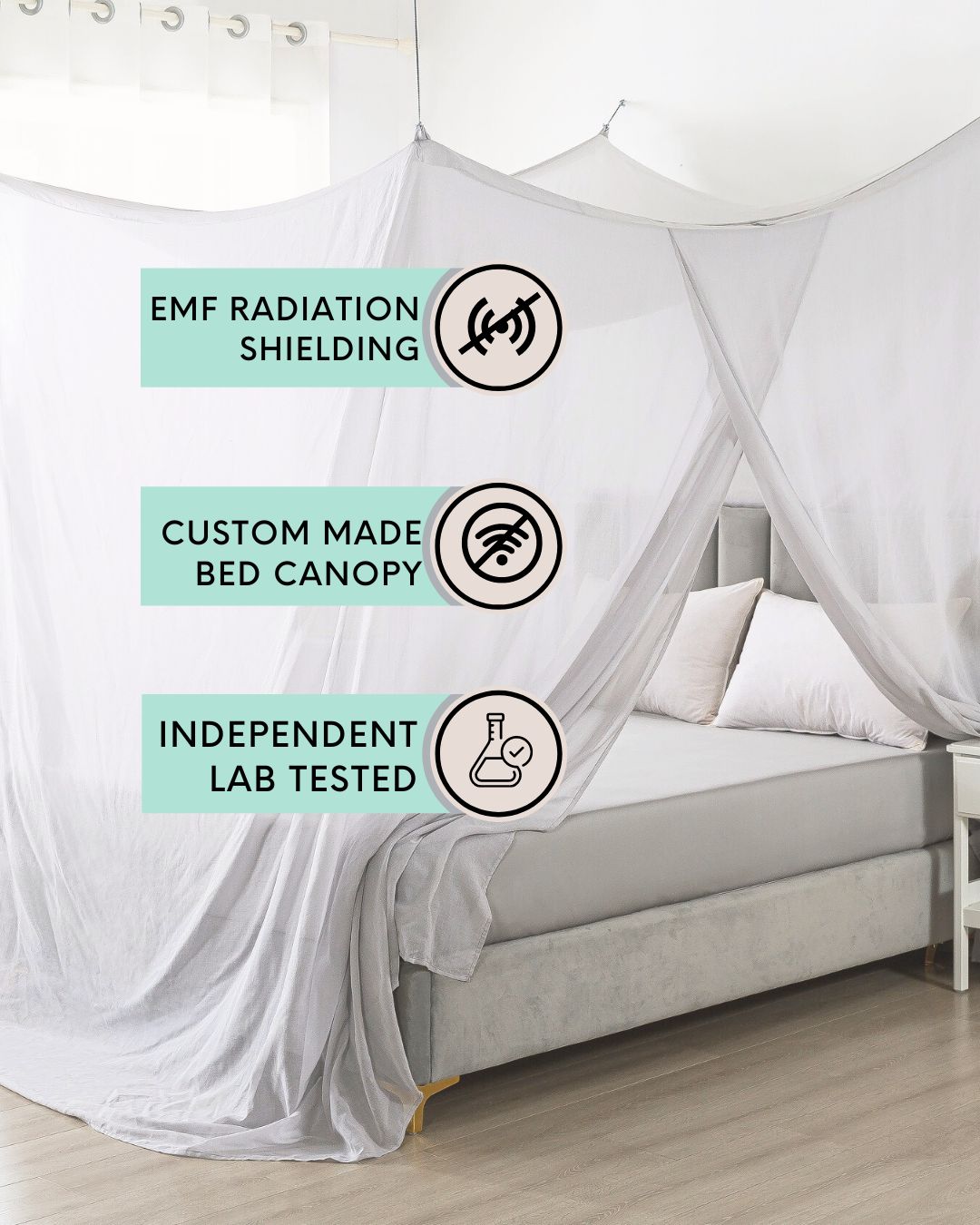 RS EMF Protection Bed Canopy Square | RF Shielding, EMF Shielding ...